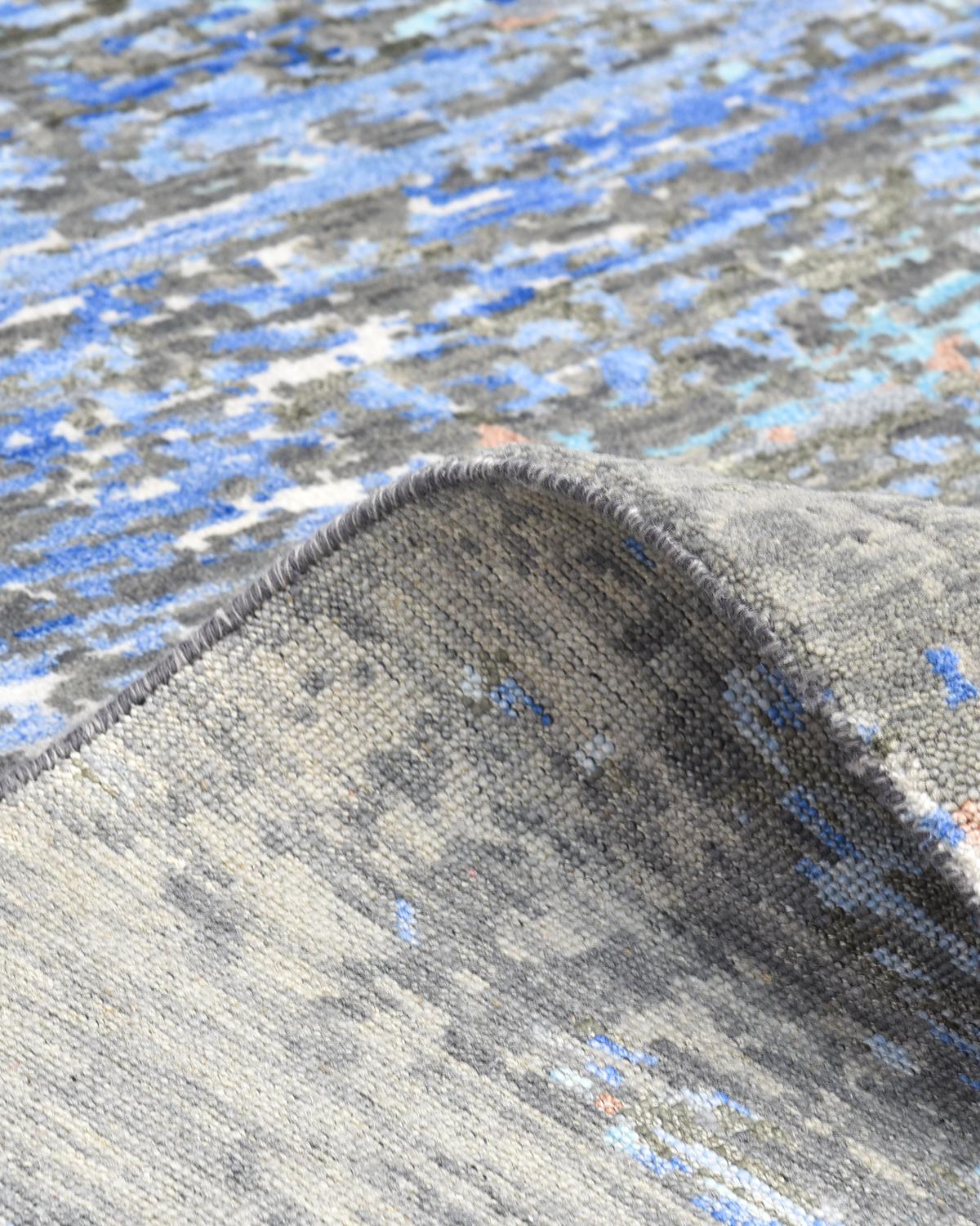 One-of-a-kind Hand Knotted Contemporary Gray Area Rug For Sale at 1stDibs