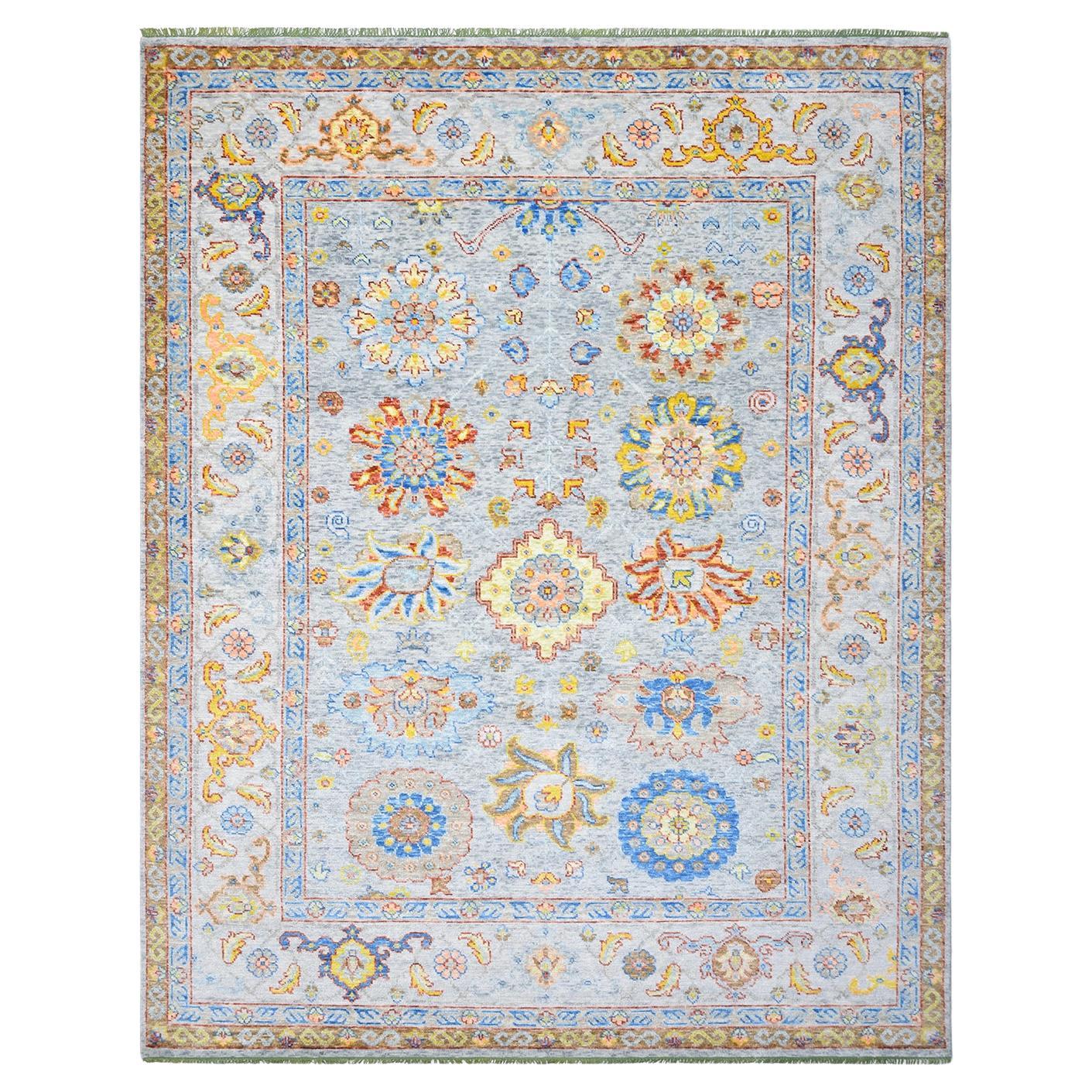 One-of-a-kind Hand Knotted Contemporary Gray Area Rug For Sale at 1stDibs