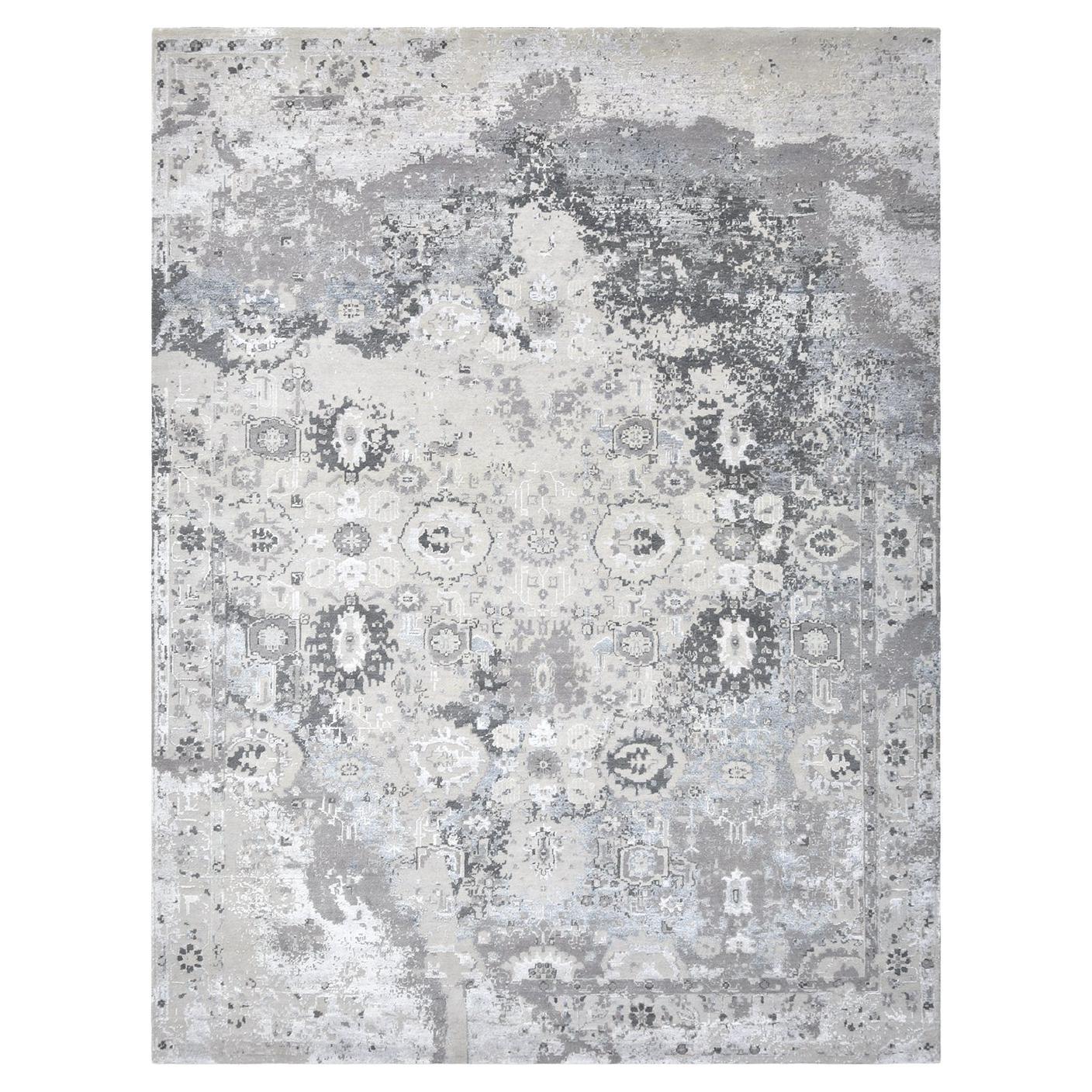 One-of-a-kind Hand Knotted Contemporary Gray Area Rug For Sale at 1stDibs