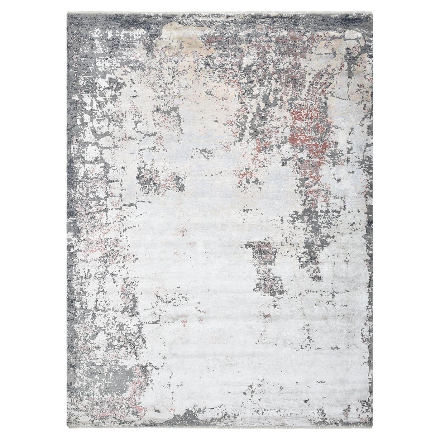 One-of-a-kind Hand Knotted Contemporary Gray Area Rug For Sale at 1stDibs