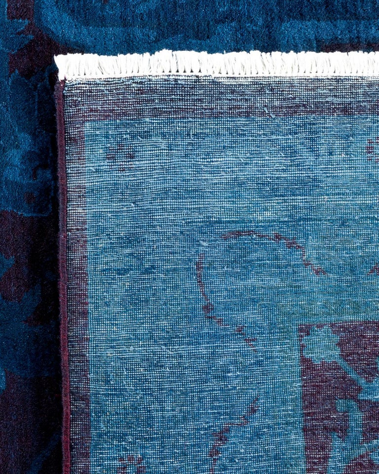 One of a Kind Hand Knotted Contemporary Overdyed Gray Area Rug For Sale ...