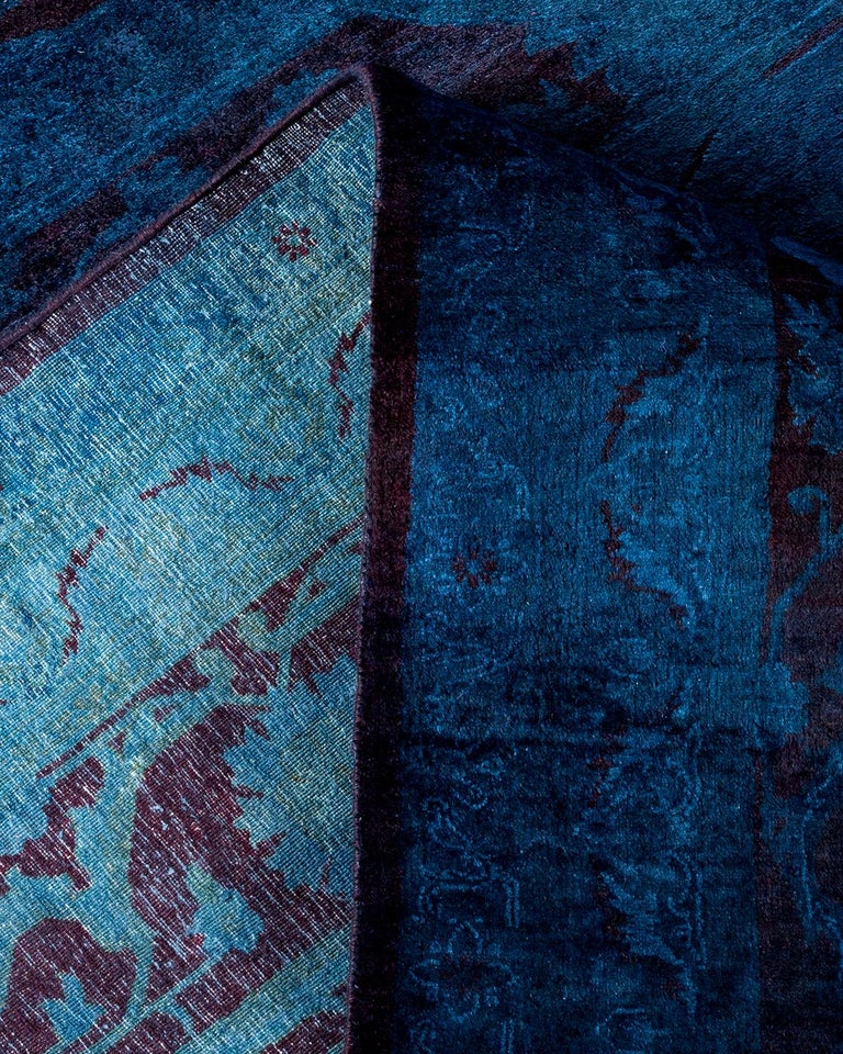 One of a Kind Hand Knotted Contemporary Overdyed Gray Area Rug For Sale ...