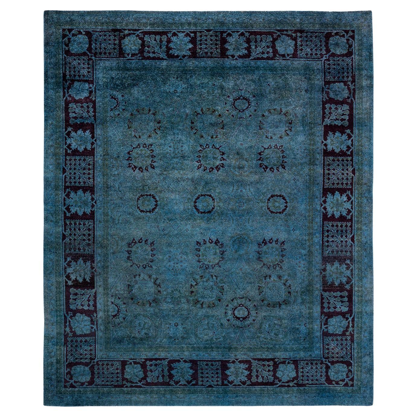 One of a Kind Hand Knotted Contemporary Overdyed Gray Area Rug For Sale ...