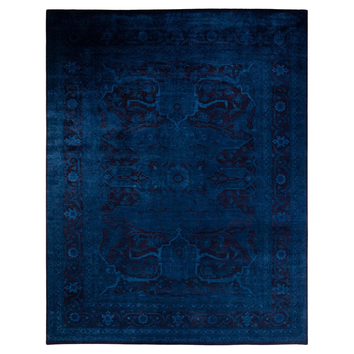 One of a Kind Hand Knotted Contemporary Overdyed Gray Area Rug For Sale ...