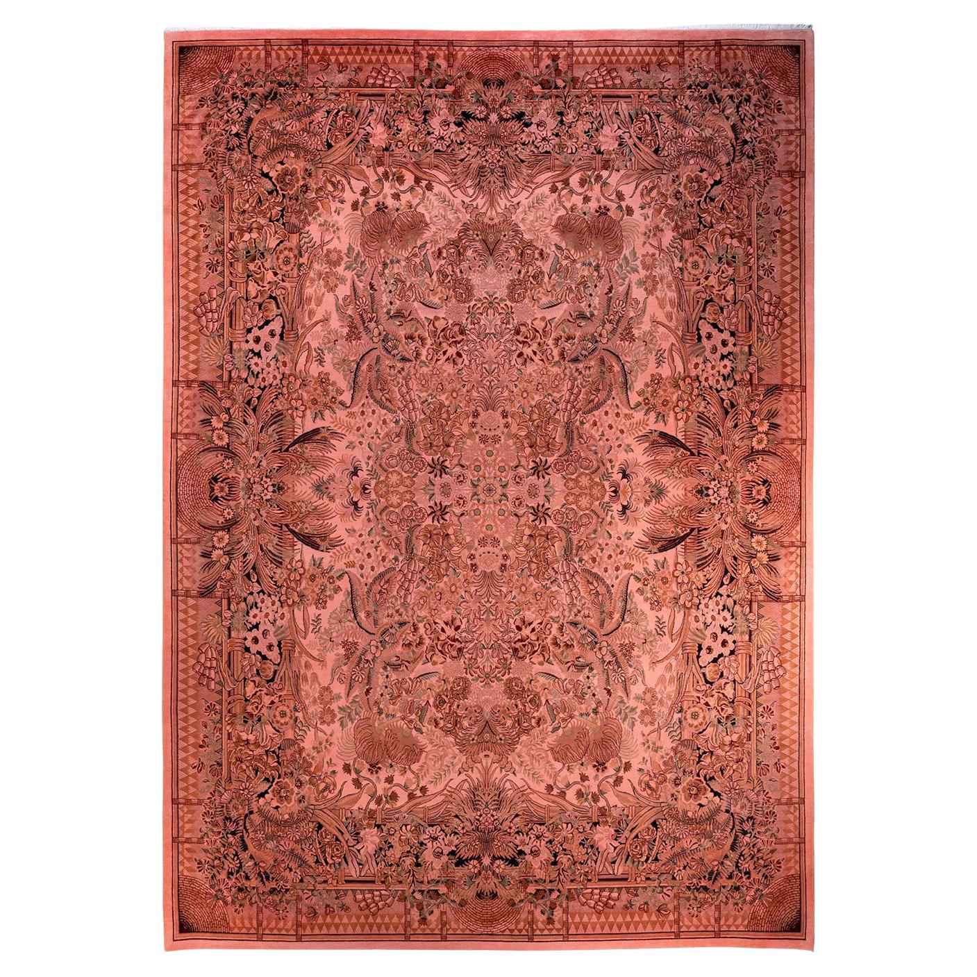 One of a Kind Hand Knotted Contemporary Overdyed Pink Round Area Rug ...