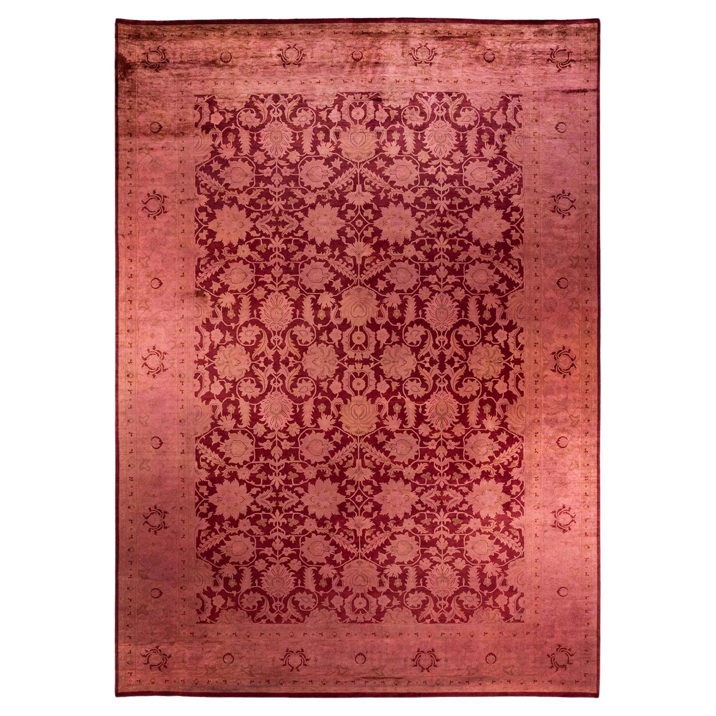One of a Kind Hand Knotted Contemporary Overdyed Red Area Rug For Sale ...