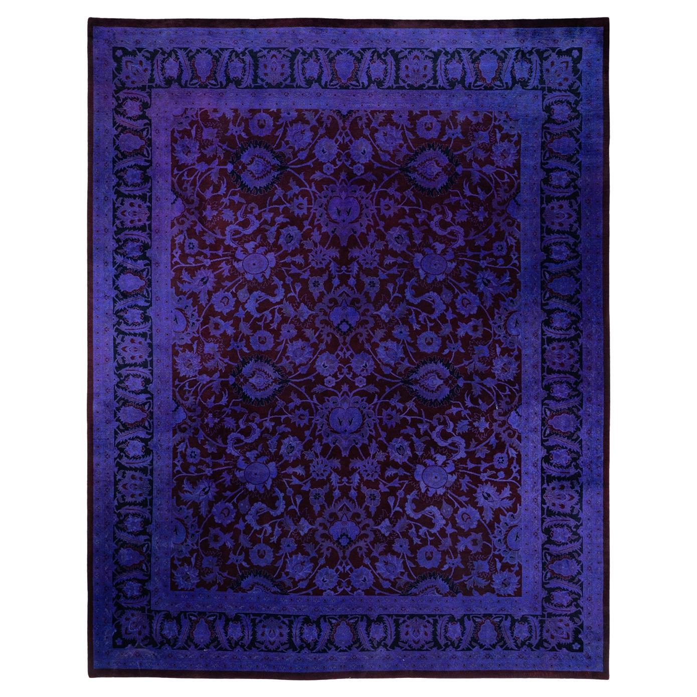 One of a Kind Hand Knotted Contemporary Overdyed Red Area Rug For Sale ...