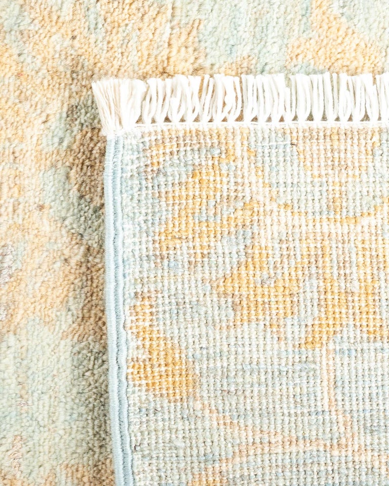 One-of-a-kind Hand Knotted Eclectic Light Blue Area Rug For Sale at 1stDibs