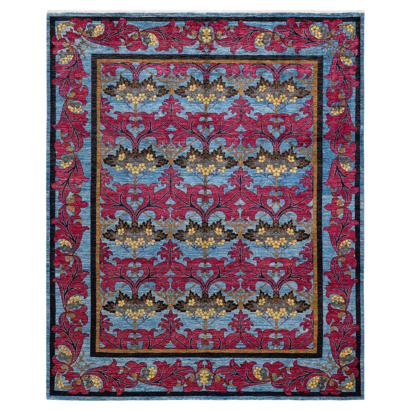 One-of-a-kind Hand Knotted Floral Arts and Crafts Blue Area Rug For ...