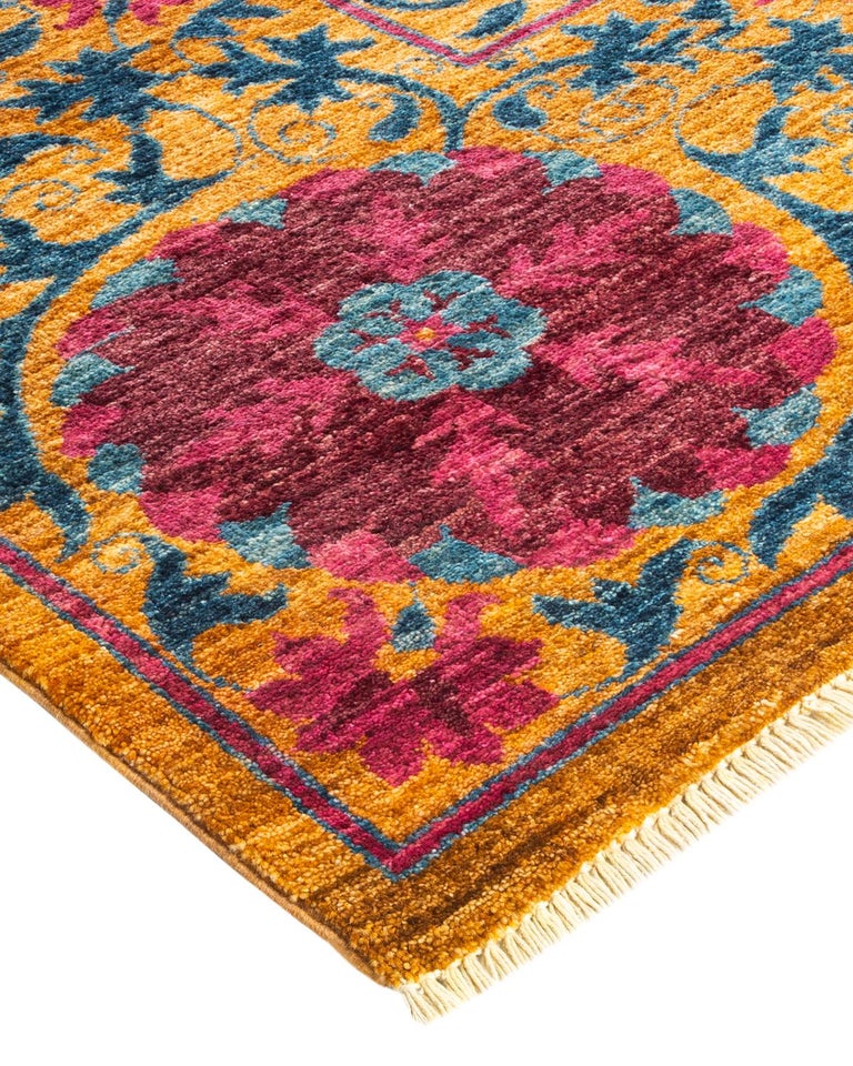 One-Of-A-Kind Hand Knotted Floral Suzani Yellow Area Rug For Sale at ...