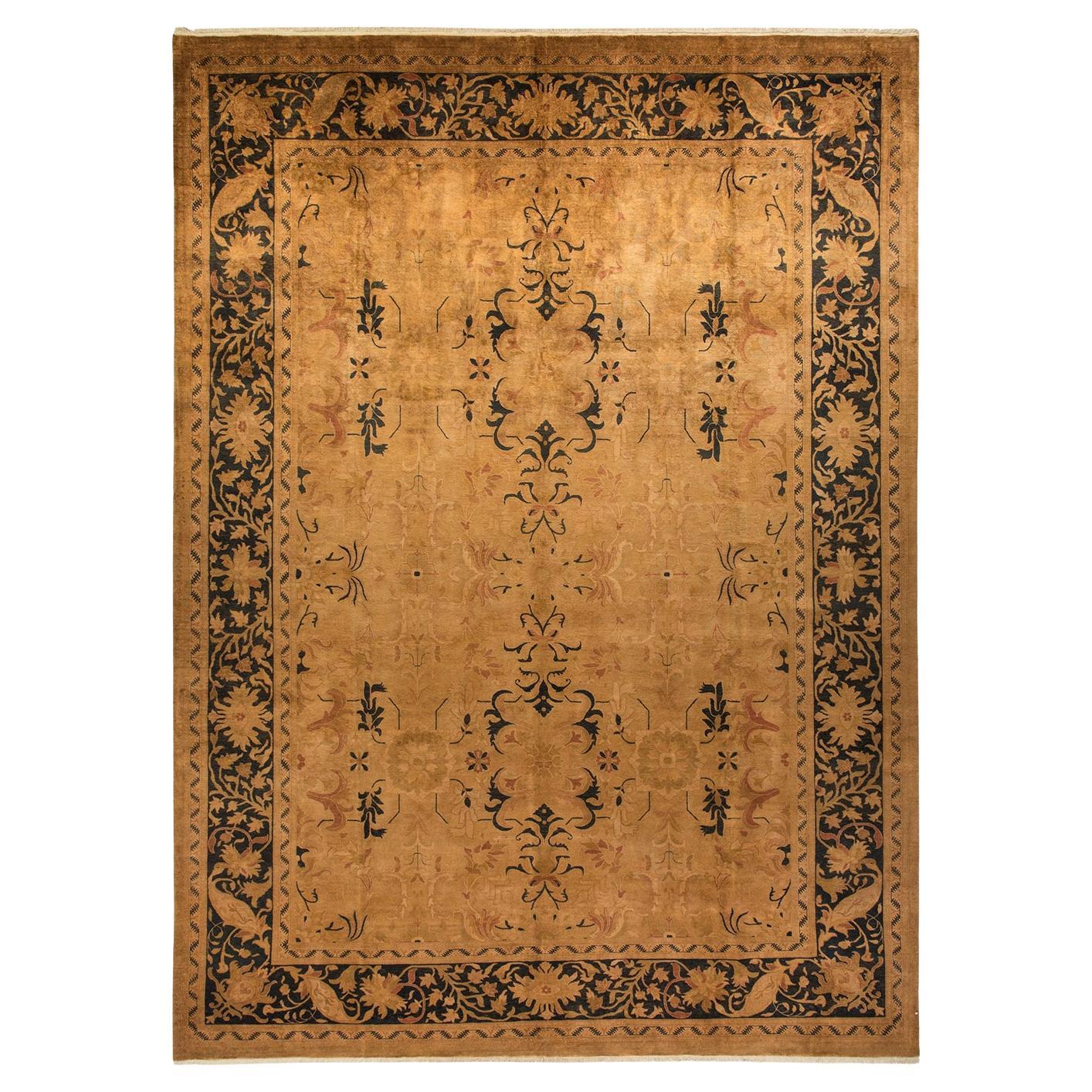Gray Floral Medallions Transitional Hand Knotted Wool Area Rug For Sale ...