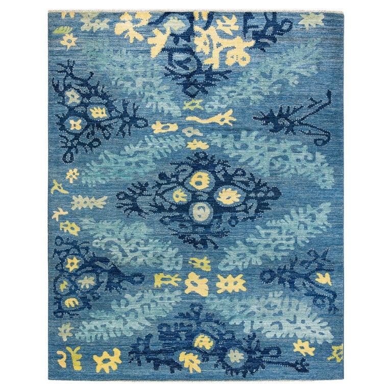 One-of-a-kind Hand Knotted Ikat Modern Light Blue Area Rug For Sale at ...