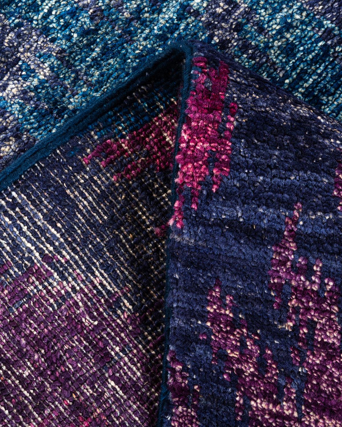 One-of-a-Kind Hand Knotted Ikat Modern Purple Area Rug at 1stDibs