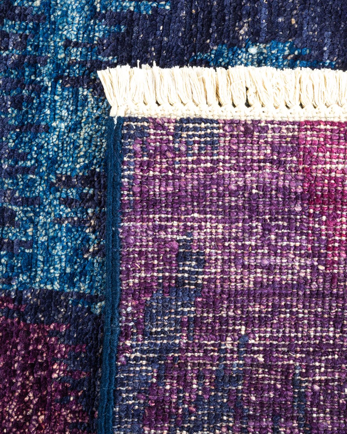 One-of-a-Kind Hand Knotted Ikat Modern Purple Area Rug at 1stDibs