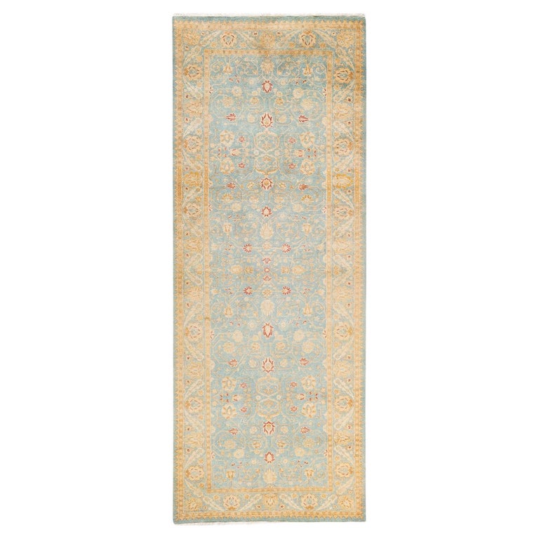 One-of-a-Kind Hand Knotted Ikat Mogul Light Blue Area Rug For Sale at ...