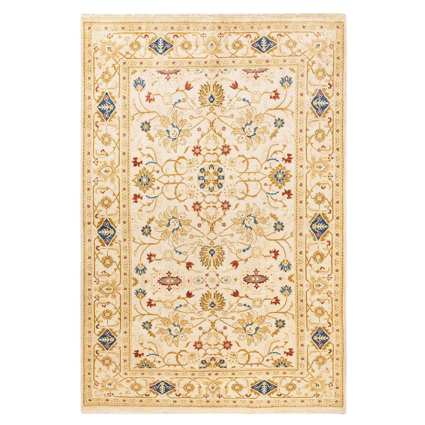 One-of-a-Kind Hand Knotted Oriental Modern Ivory Area Rug For Sale at ...
