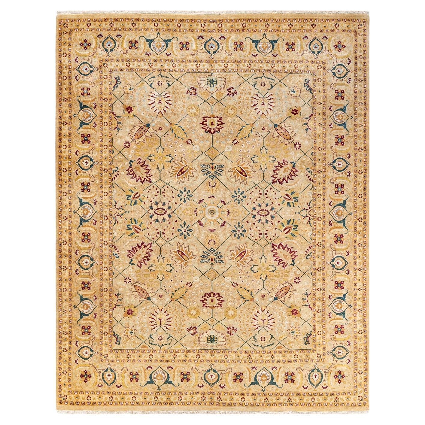 One-Of-A-Kind Hand Knotted Oriental Mogul Ivory Area Rug 4' 1" x 6' 2 ...