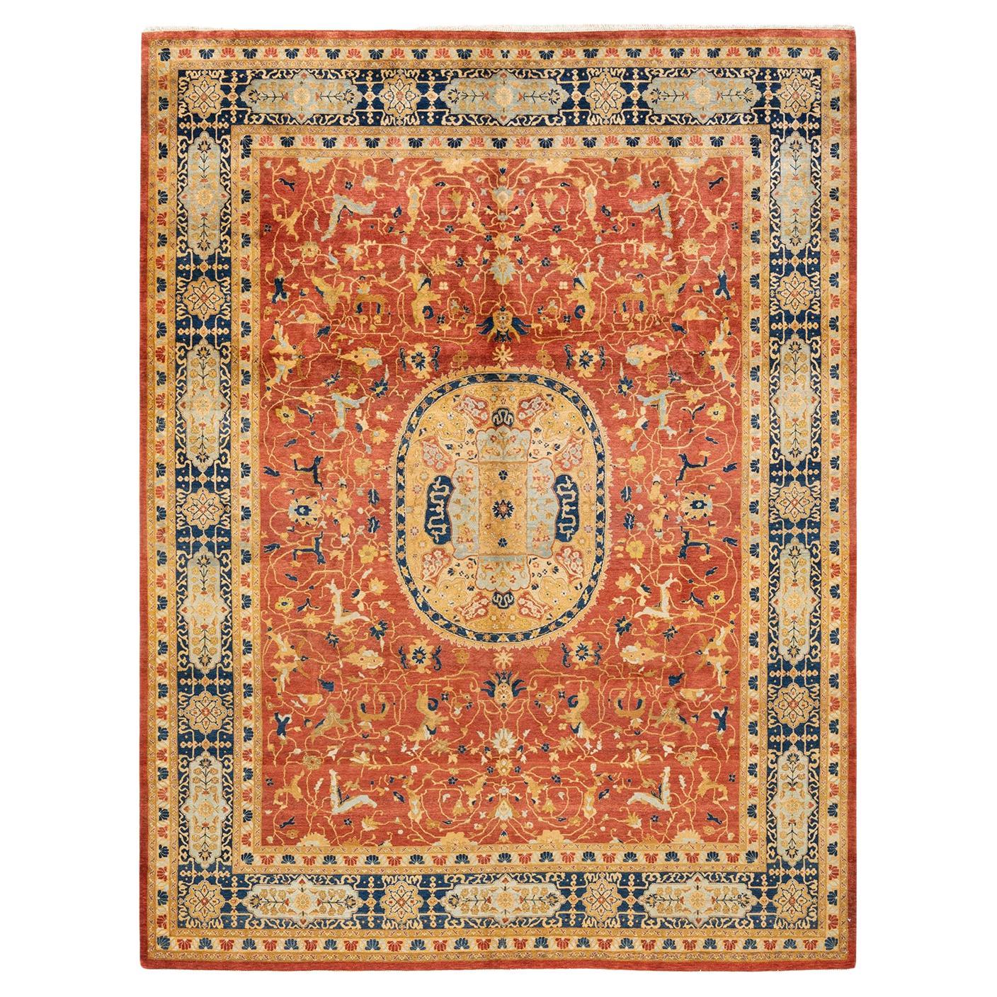 One-Of-A-Kind Hand Knotted Oriental Mogul Orange Area Rug For Sale at ...