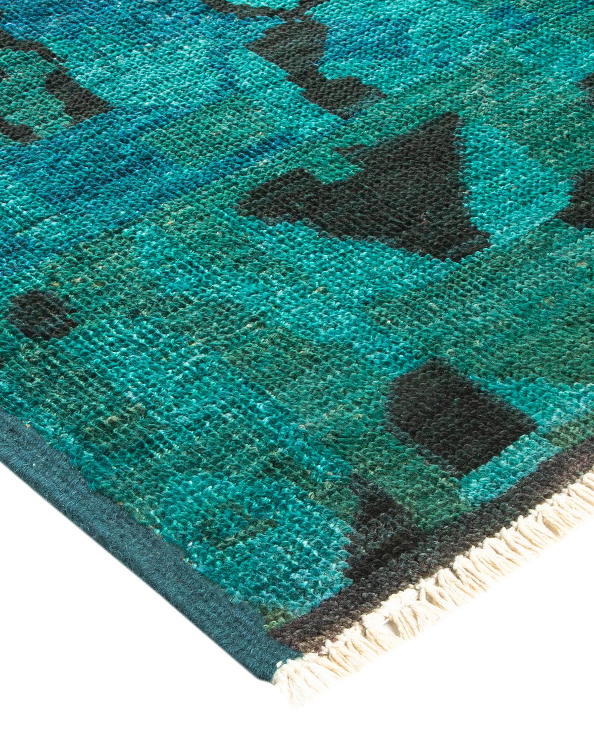 One-of-a-Kind Hand Knotted Overdyed Modern Green Area Rug For Sale at ...