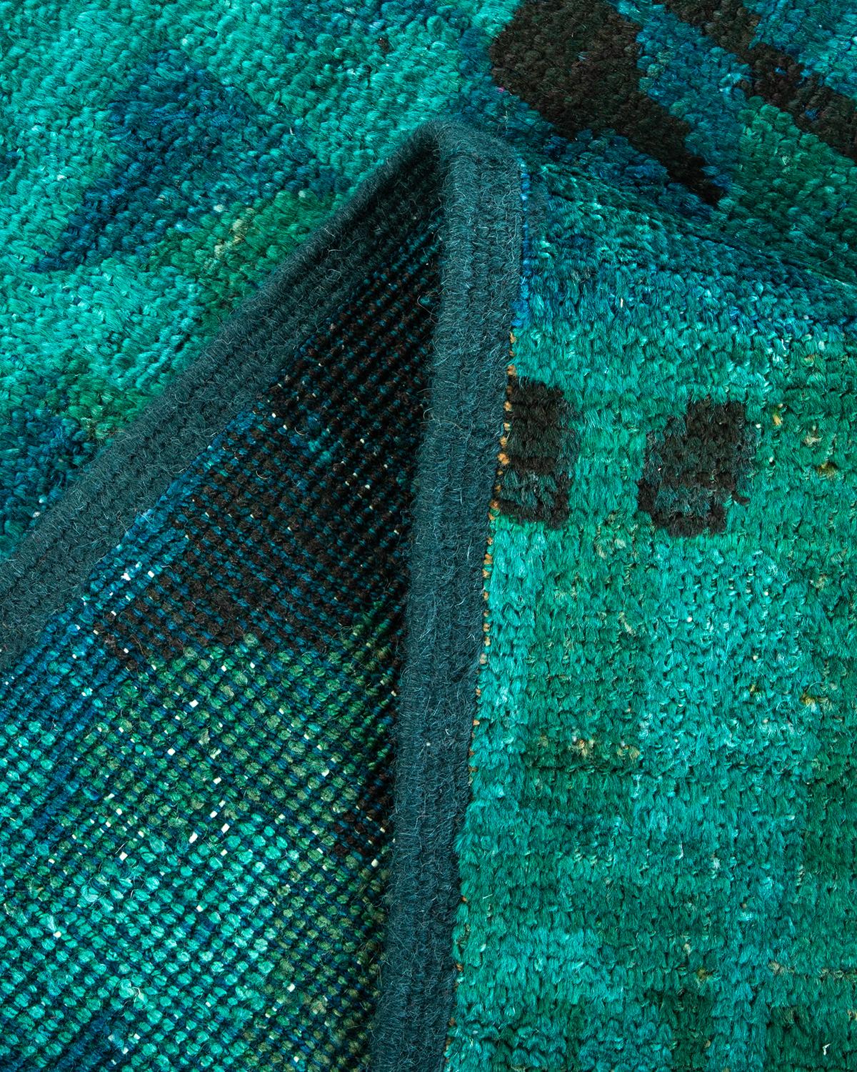 One-of-a-Kind Hand Knotted Overdyed Modern Green Area Rug For Sale at ...