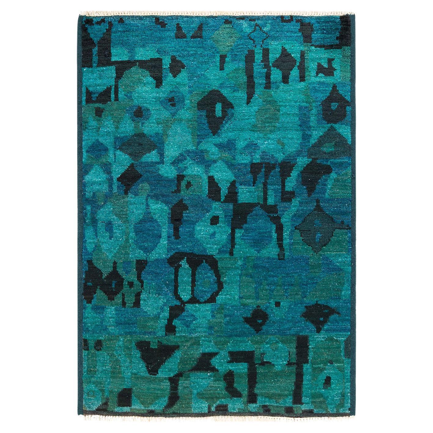 One-of-a-Kind Hand Knotted Overdyed Modern Green Area Rug For Sale at ...