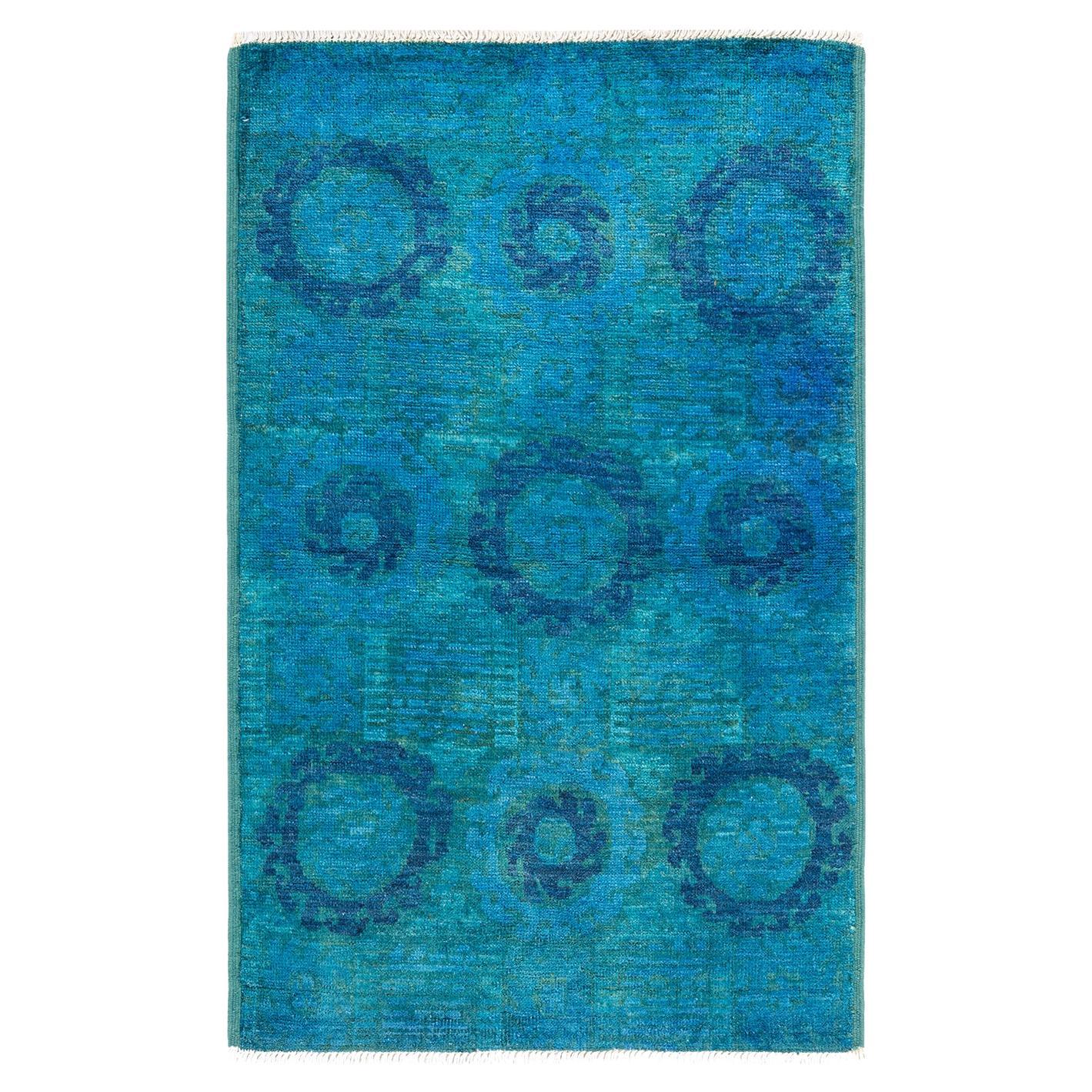One-of-a-Kind Hand Knotted Overdyed Modern Green Area Rug For Sale at ...