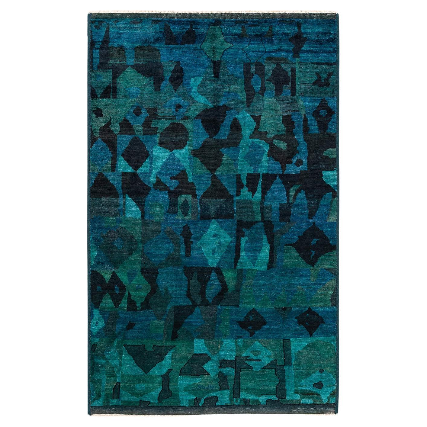 One-of-a-Kind Hand Knotted Overdyed Modern Green Area Rug For Sale at ...