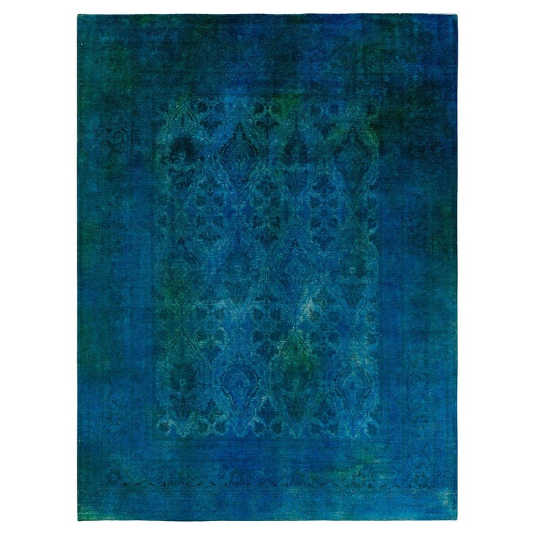 One-of-a-kind Hand Knotted Overdyed Transitional Blue Area Rug For Sale ...