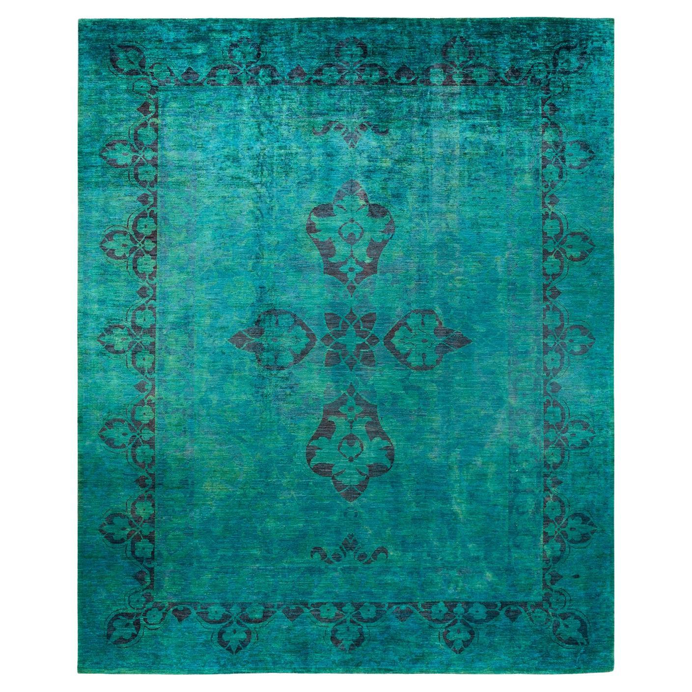 One-of-a-Kind Hand Knotted Overdyed Modern Green Area Rug For Sale at ...