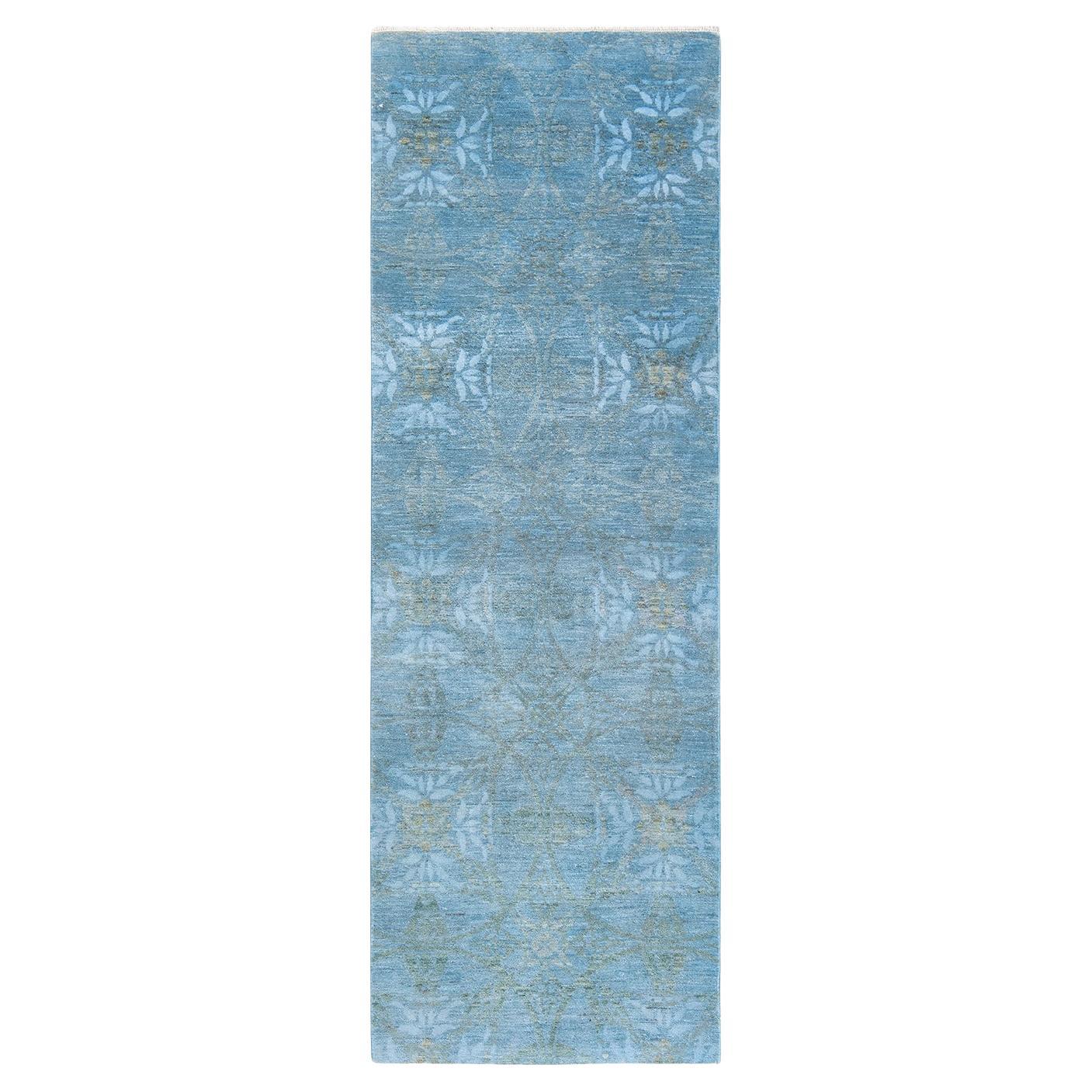 One-of-a-Kind Hand Knotted Overdyed Vibrance Light Blue Area Rug For ...