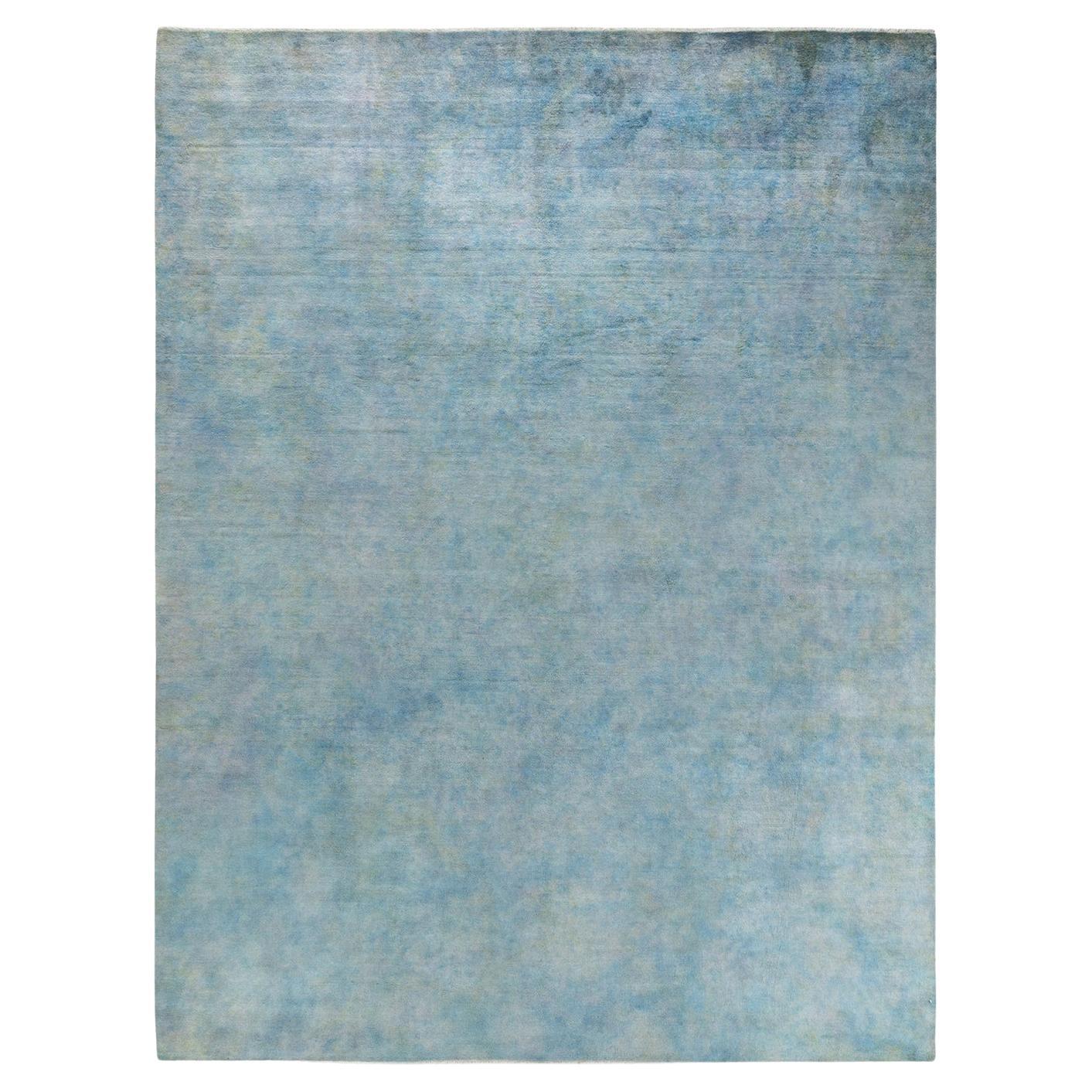 One-of-a-Kind Hand Knotted Overdyed Vibrance Light Blue Area Rug For ...