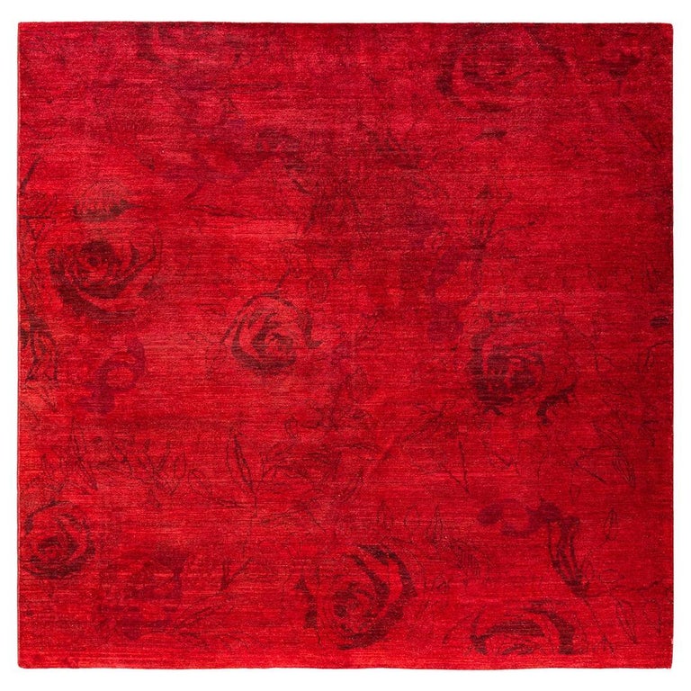 One-of-a-Kind Hand Knotted Overdyed Vibrance Red Area Rug For Sale at ...