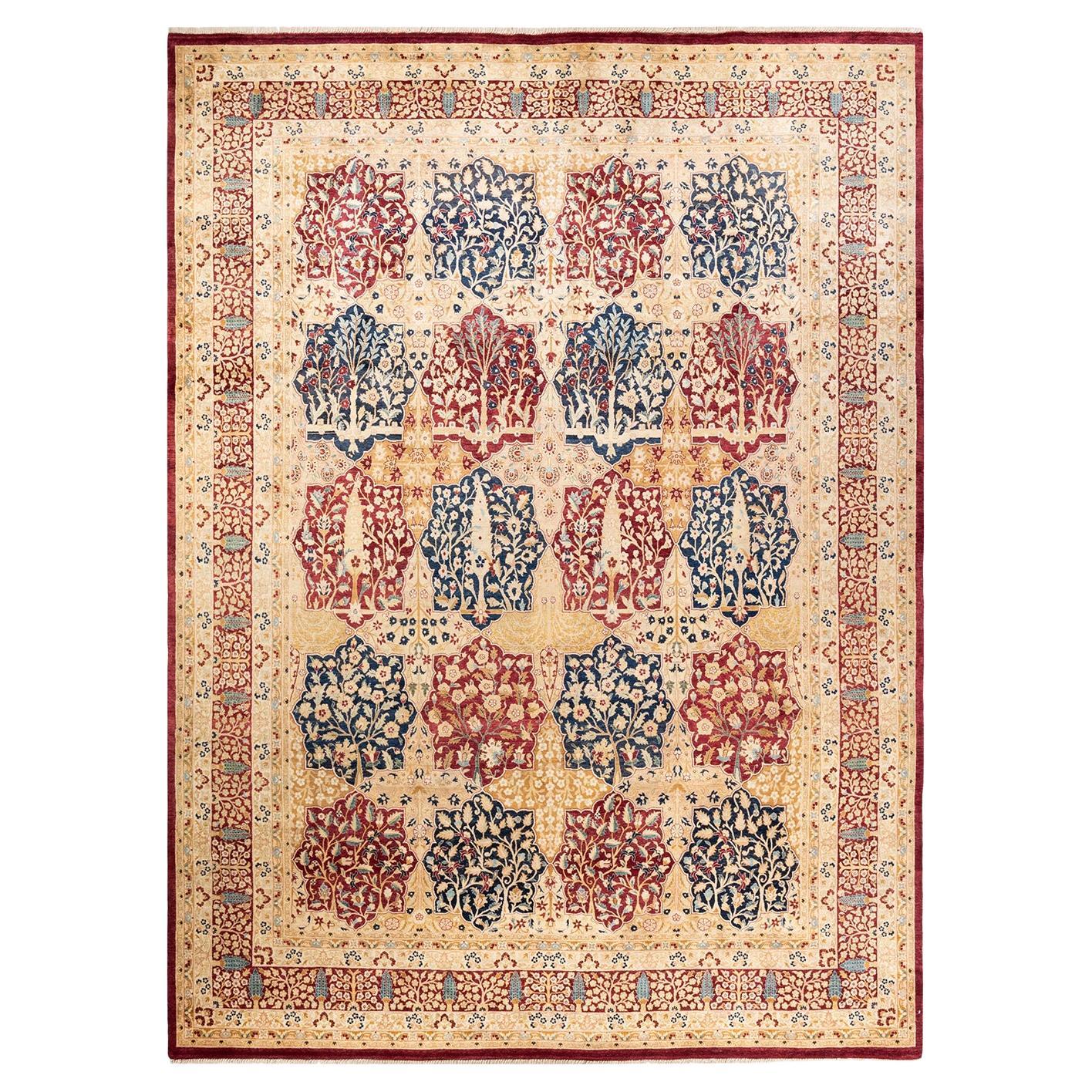 One-of-a-Kind Hand Knotted Traditional Floral Mogul Red Area Rug 8' 0 ...