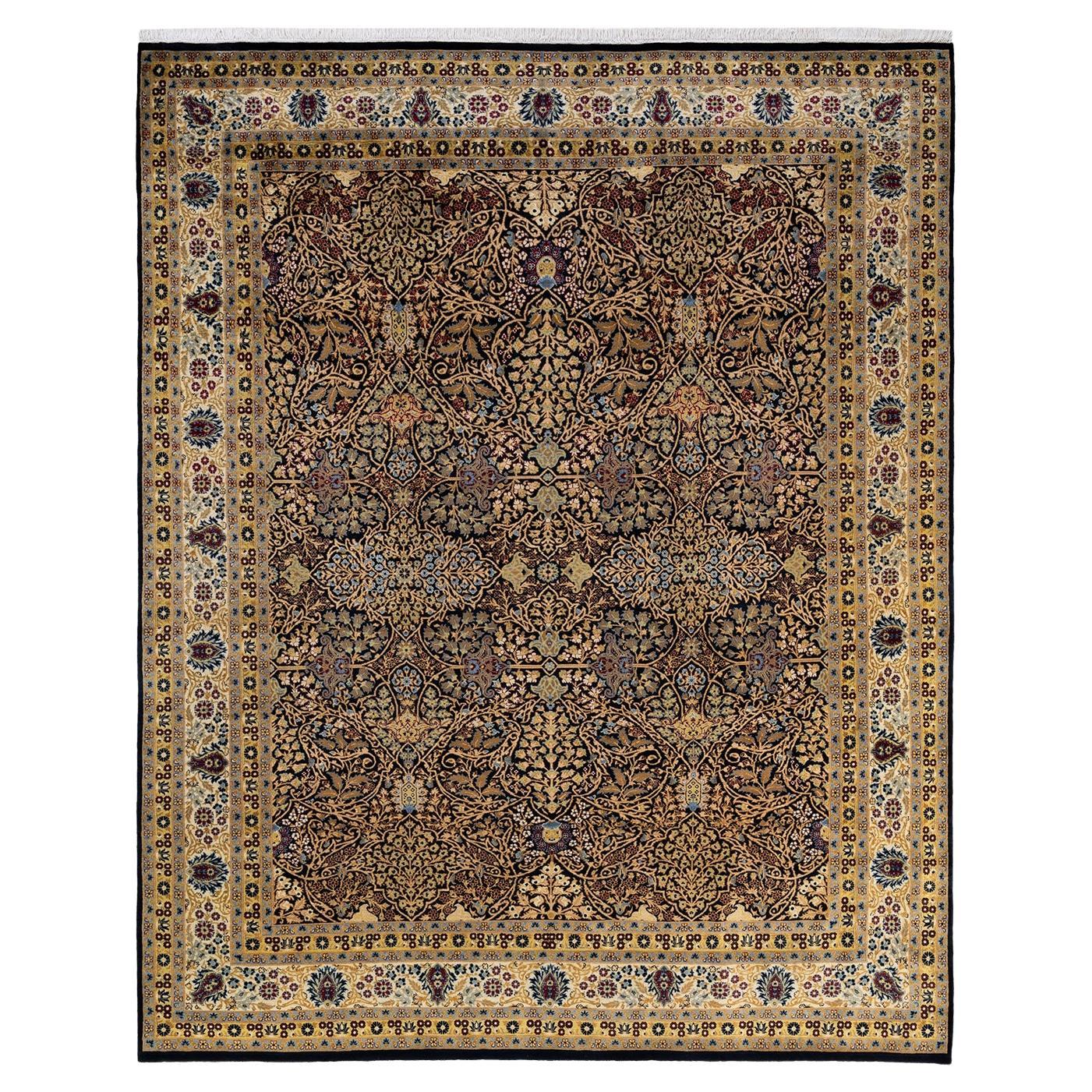 One of a Kind Hand Knotted Traditional Oriental Black Area Rug For Sale ...
