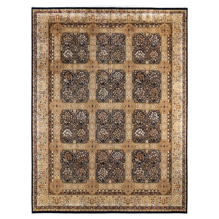 One of a Kind Hand Knotted Traditional Oriental Black Area Rug For Sale ...