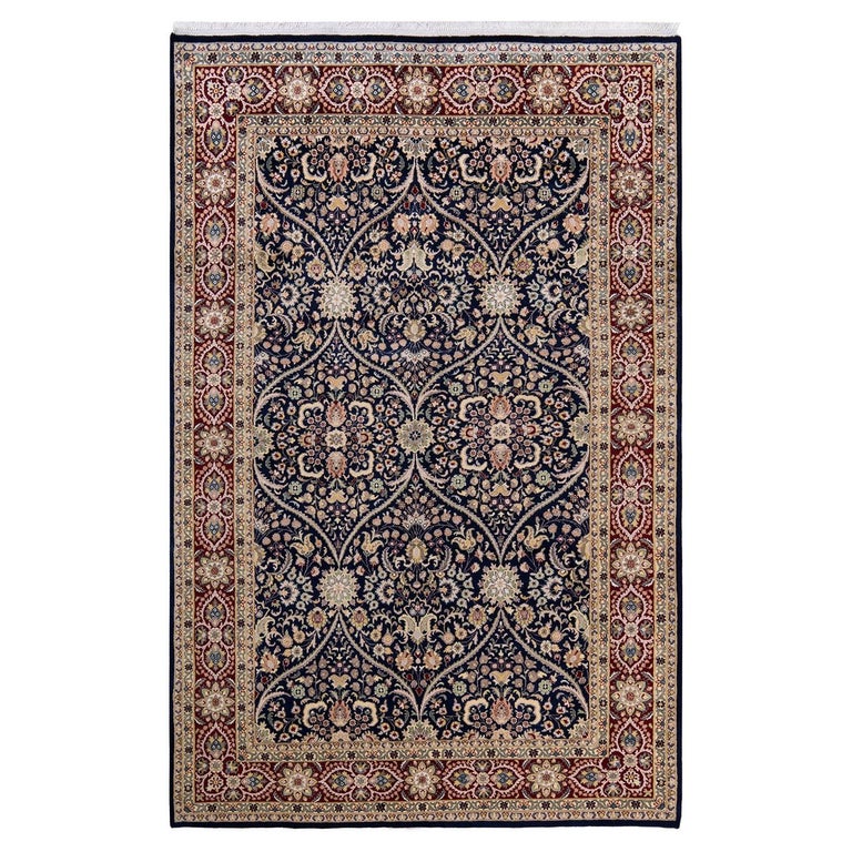 One of a Kind Hand Knotted Traditional Oriental Blue Area Rug For Sale ...
