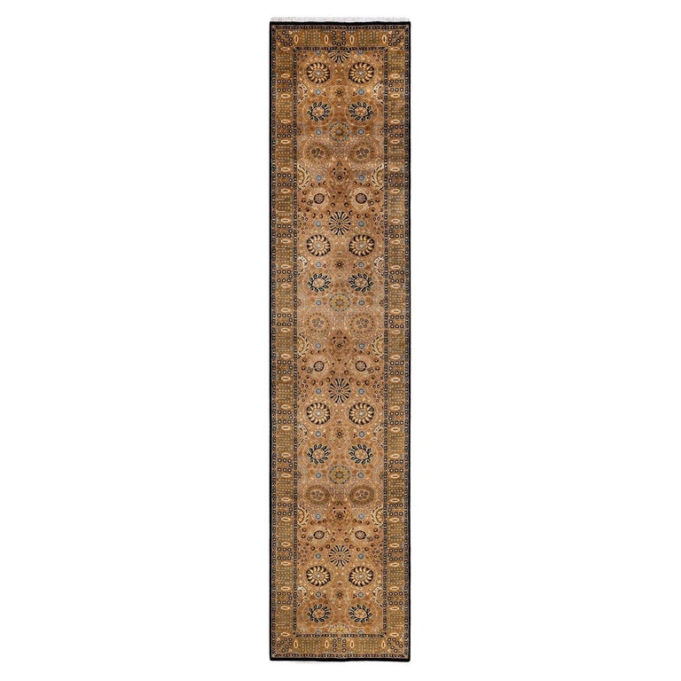 One of a Kind Hand Knotted Traditional Oriental Brown Runner For Sale ...