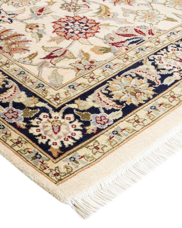 One of a Kind Hand Knotted Traditional Oriental Ivory Area Rug For Sale ...