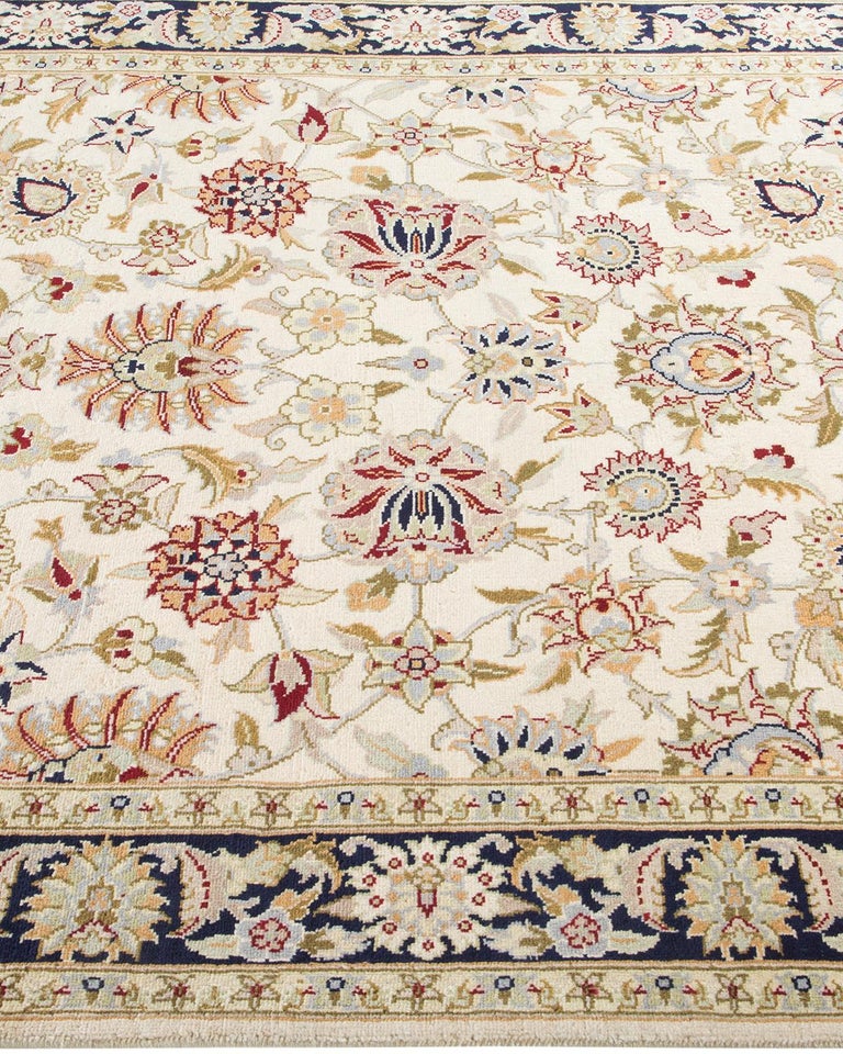 One of a Kind Hand Knotted Traditional Oriental Ivory Area Rug For Sale ...
