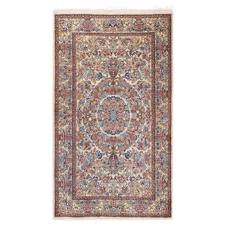 One of a Kind Hand Knotted Traditional Oriental Ivory Area Rug For Sale ...