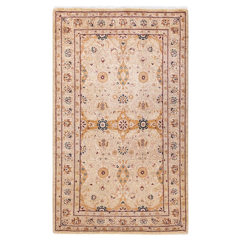 One of a Kind Hand Knotted Traditional Oriental Ivory Area Rug For Sale ...