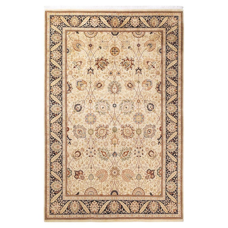 One of a Kind Hand Knotted Traditional Oriental Mogul Beige Area Rug ...