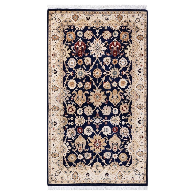 Tapis traditionnel oriental Mogul bleu, unique en son genre, nou la ...