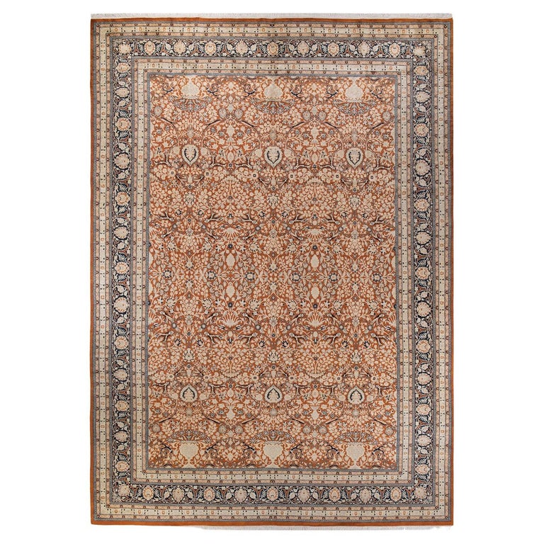 One of a Kind Hand Knotted Traditional Oriental Mogul Orange Area Rug ...