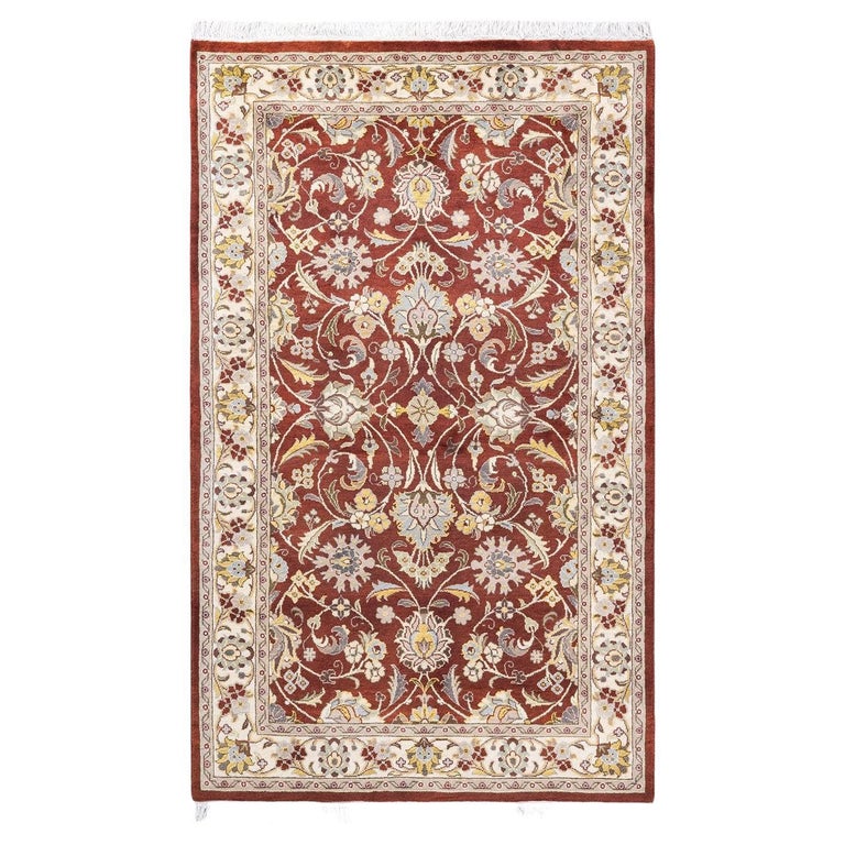 One of a Kind Hand Knotted Traditional Oriental Mogul Orange Area Rug ...