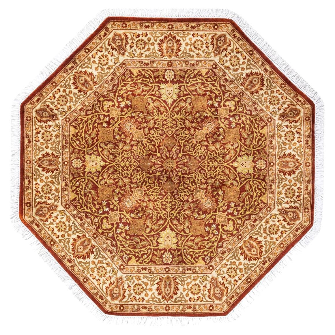 One of a Kind Hand Knotted Traditional Oriental Yellow Octagon Area Rug ...