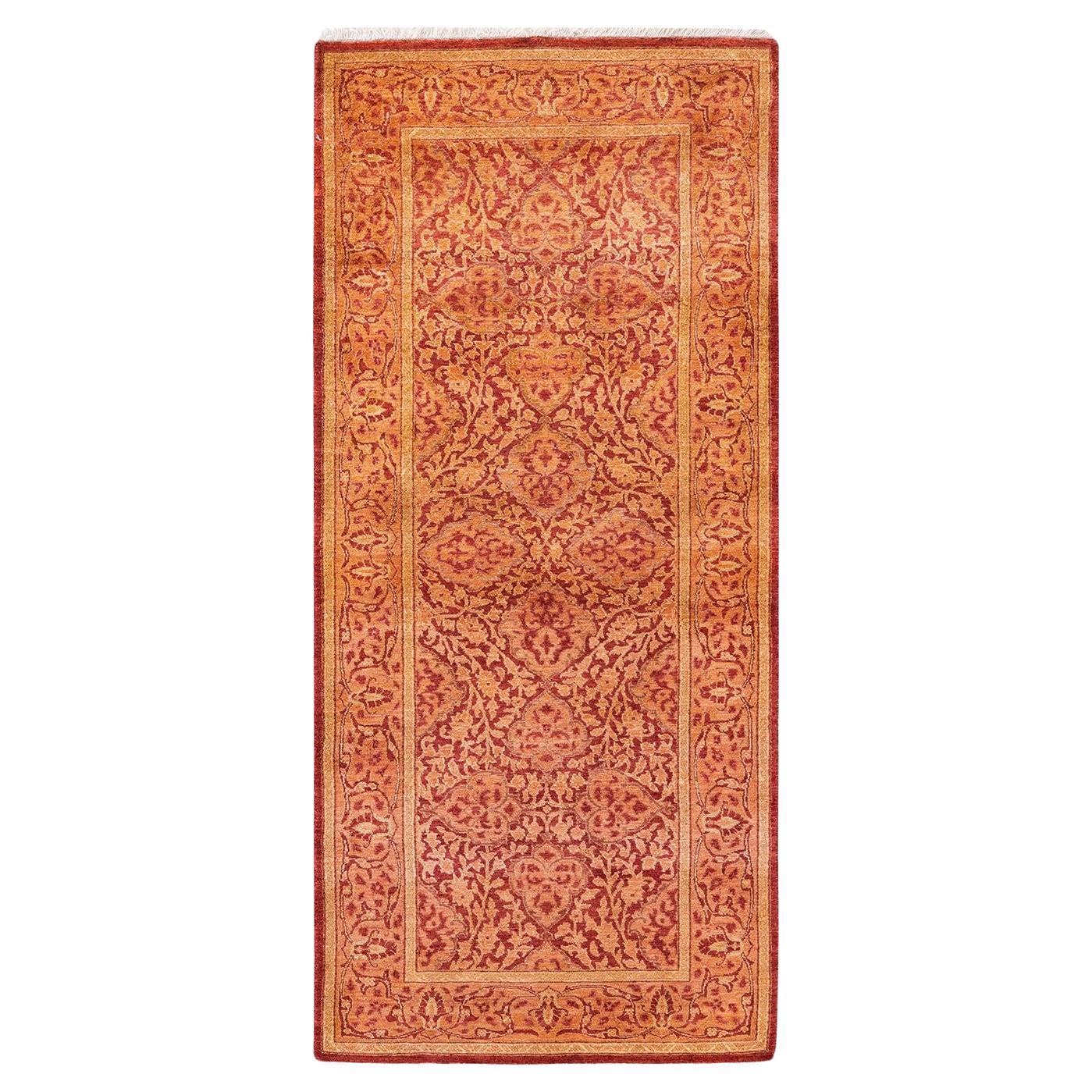 One of a Kind Hand Knotted Traditional Oriental Mogul Orange Runner ...