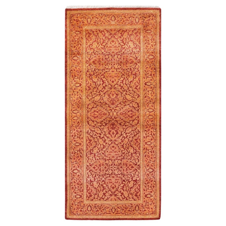 One of a Kind Hand Knotted Traditional Oriental Mogul Orange Runner ...
