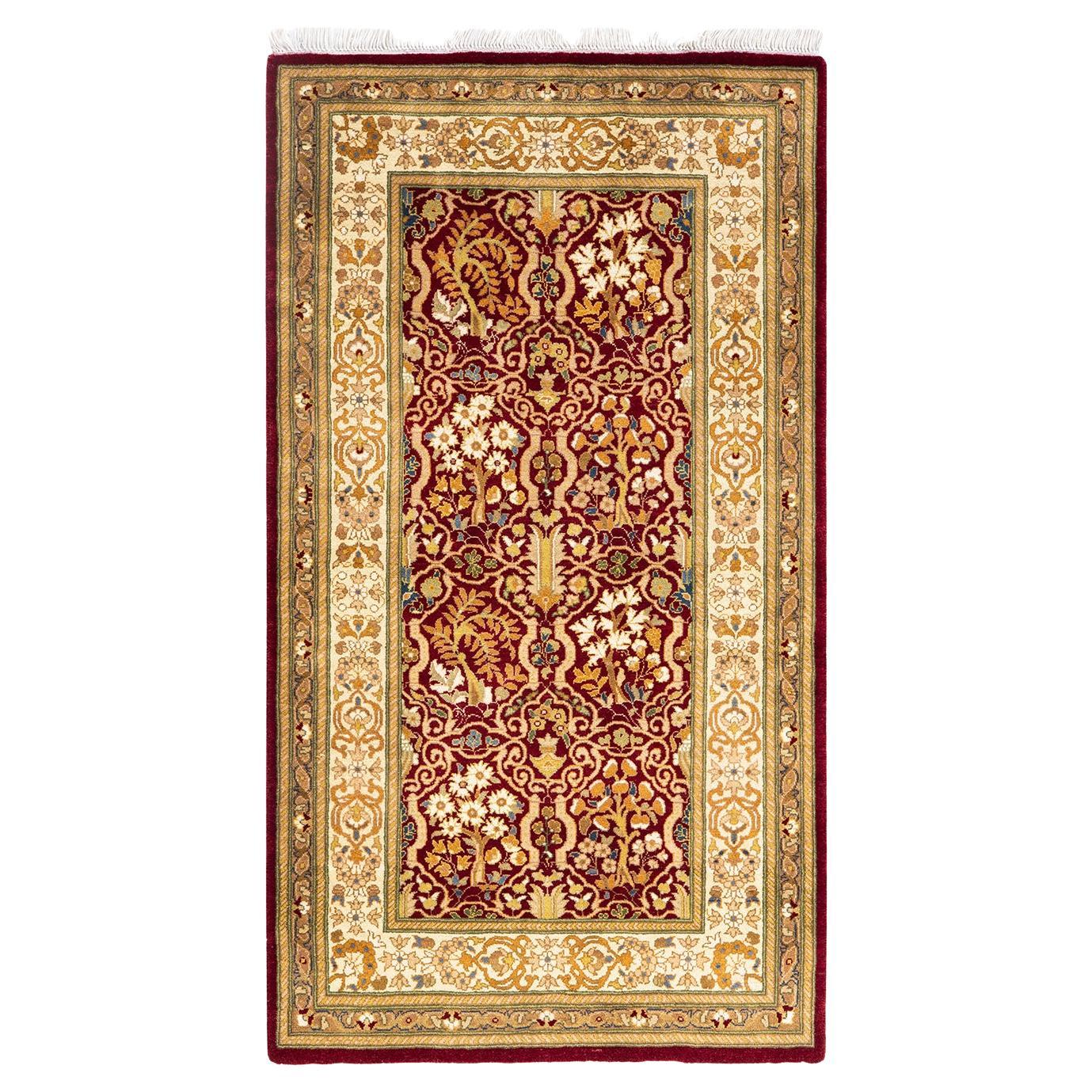 One-of-a-Kind Hand Knotted Traditional Oriental Mogul Red Area Rug For ...