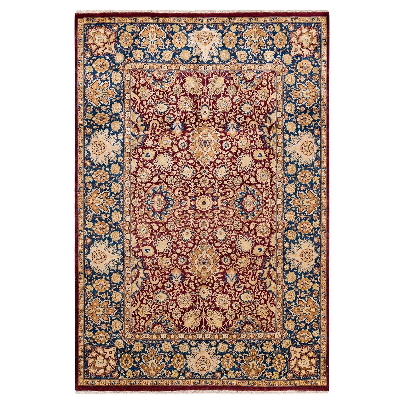 One-of-a-kind Hand Knotted Traditional Oriental Mogul Red Area Rug For ...